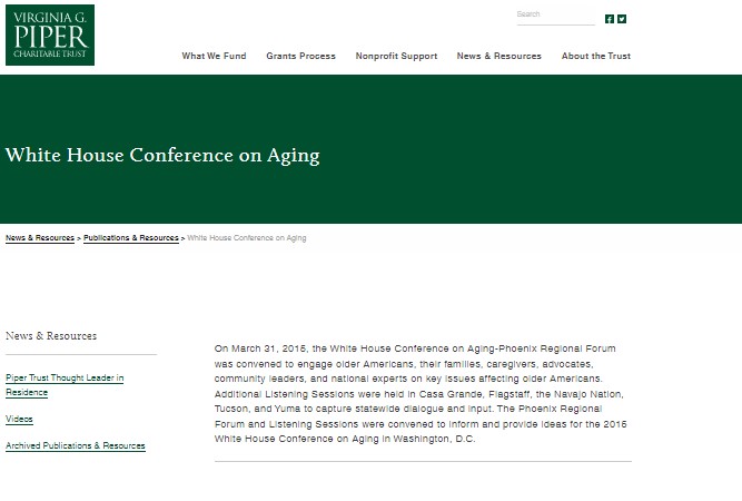 White House Conference on Aging | Virginia Piper